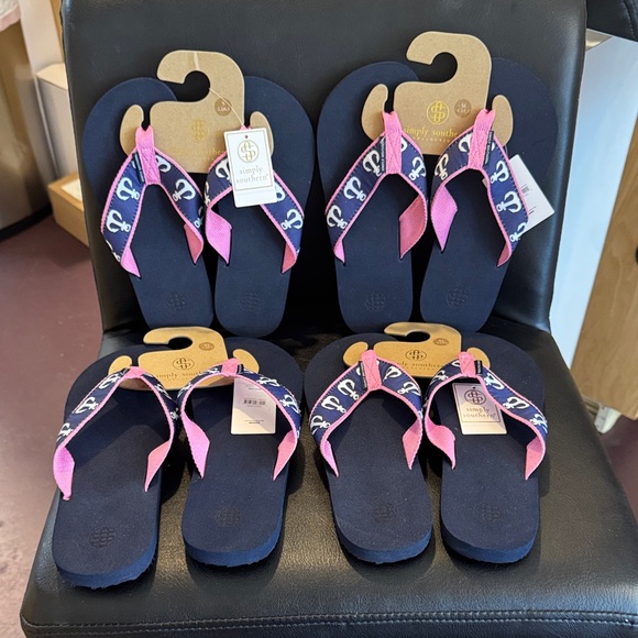 Simply Southern | Shoes | Simply Southern Navy And Pink Flip Flops ...